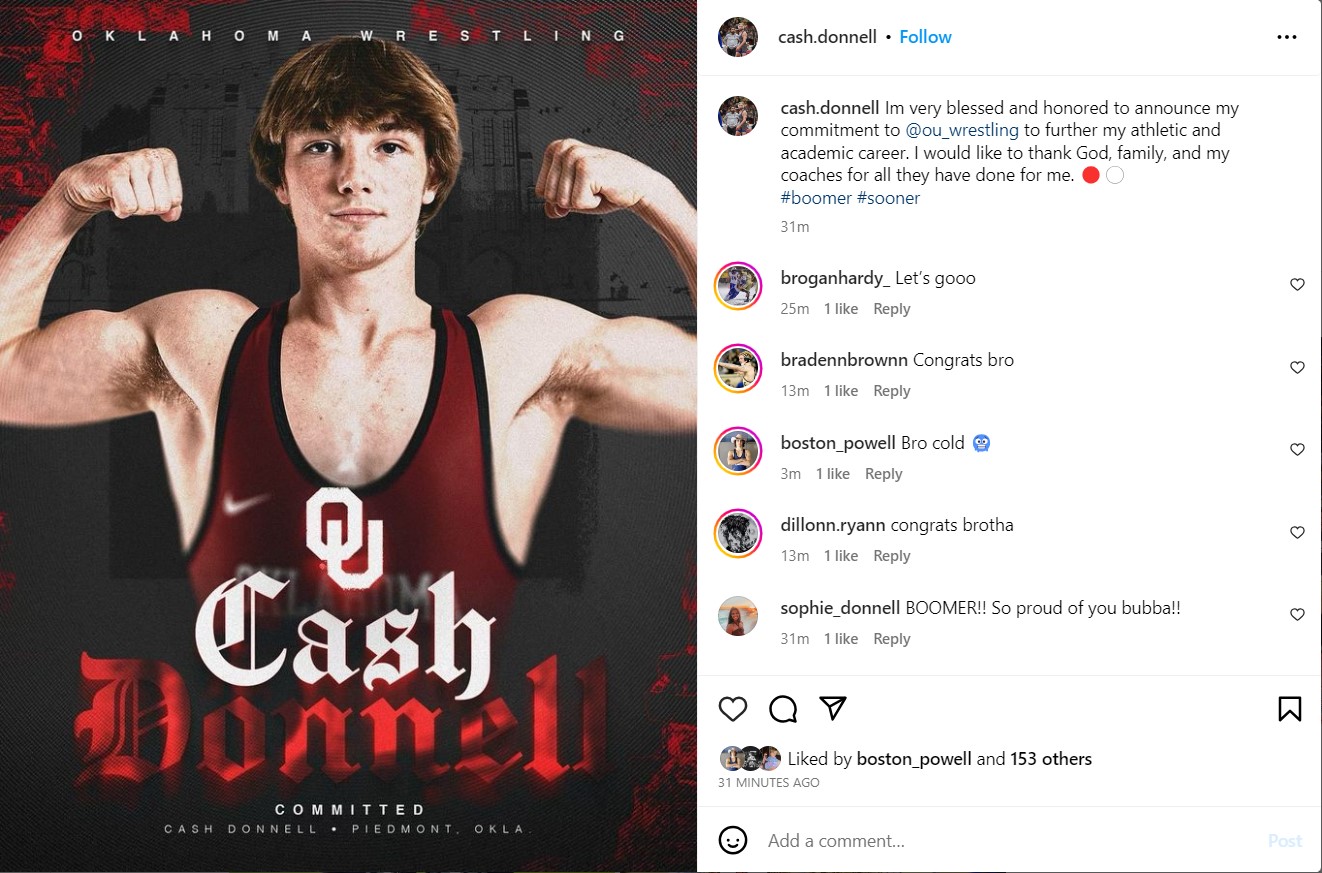 Cash Donnell Commits to OU - Oklahoma Wrestling